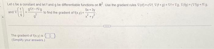 Solved Let c be a constant and let f and g be differentiable | Chegg.com