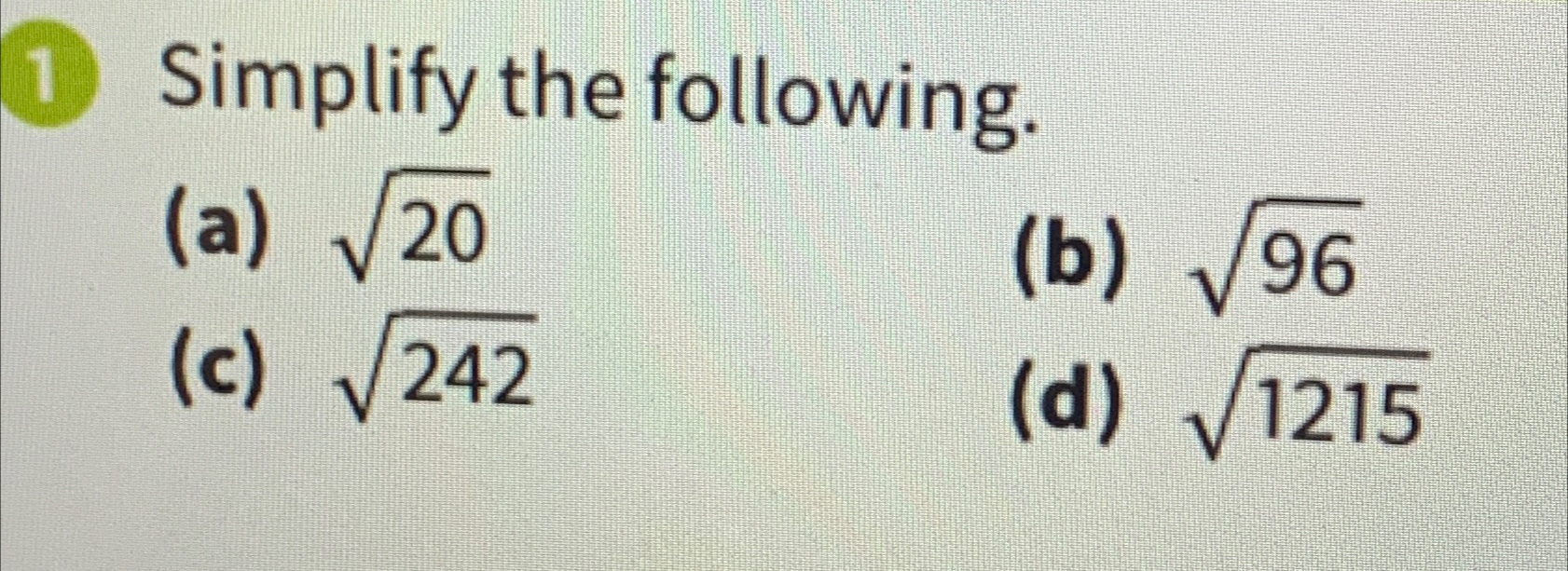 Solved (1) ﻿Simplify the | Chegg.com