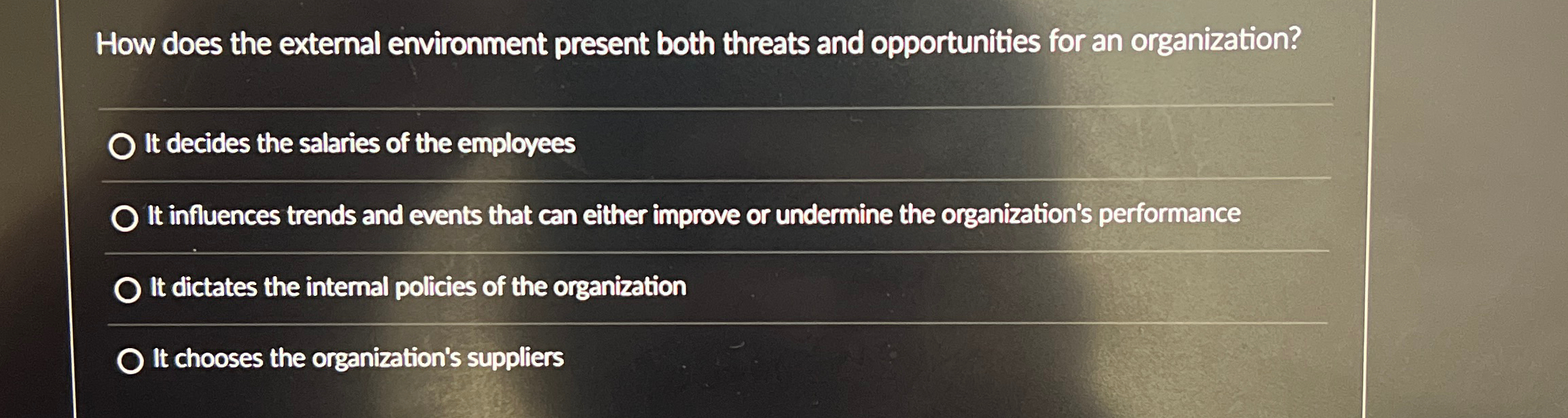 Solved How does the external environment present both | Chegg.com