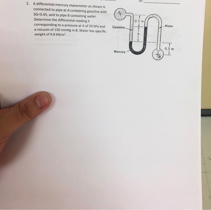 Solved 2. A differential mercury manometer as shown is | Chegg.com