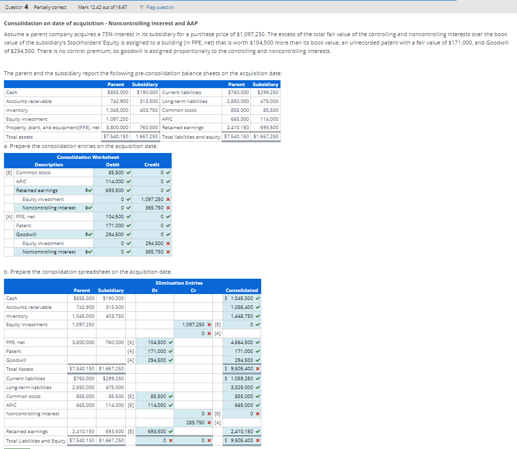 Solved Consolidation on date of acquisition - | Chegg.com