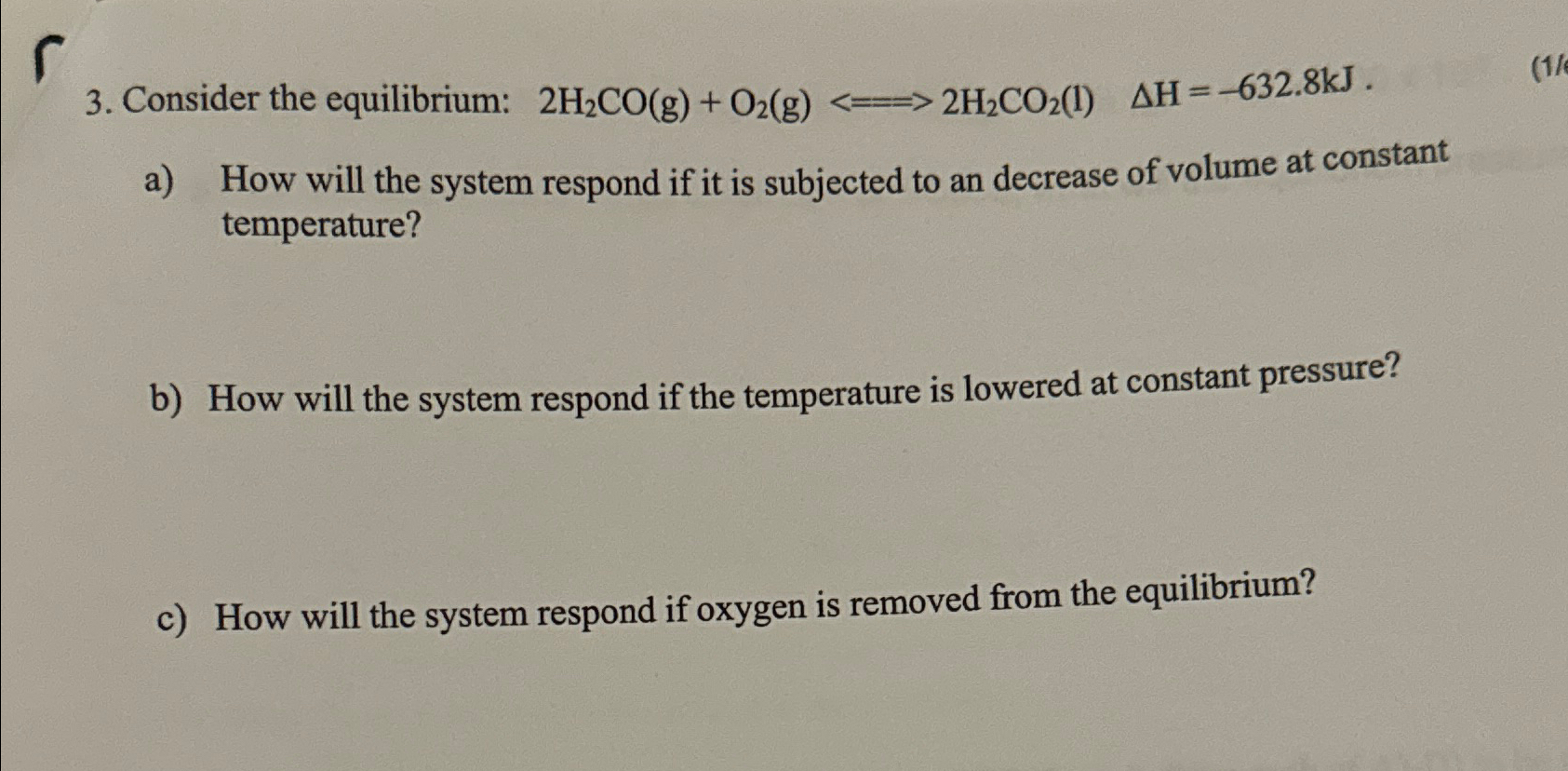 Solved Consider the equilibrium: | Chegg.com