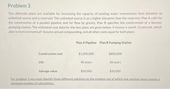 Solved Two alternate plans are available for increasing the | Chegg.com