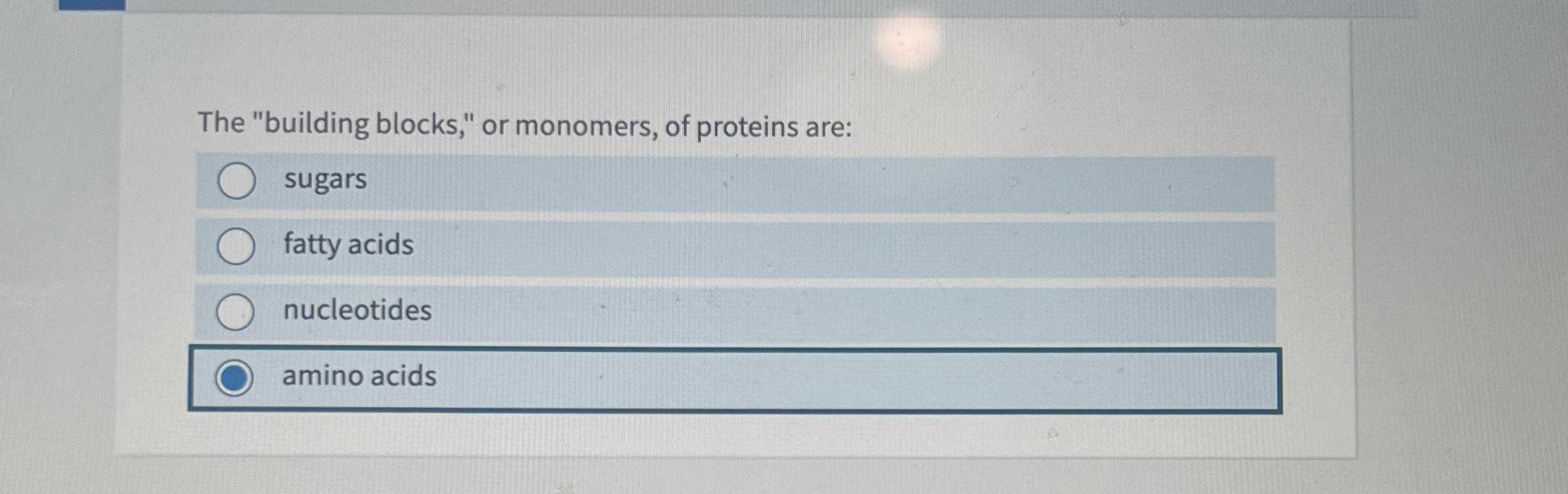 Solved The "building blocks," or monomers, of proteins | Chegg.com