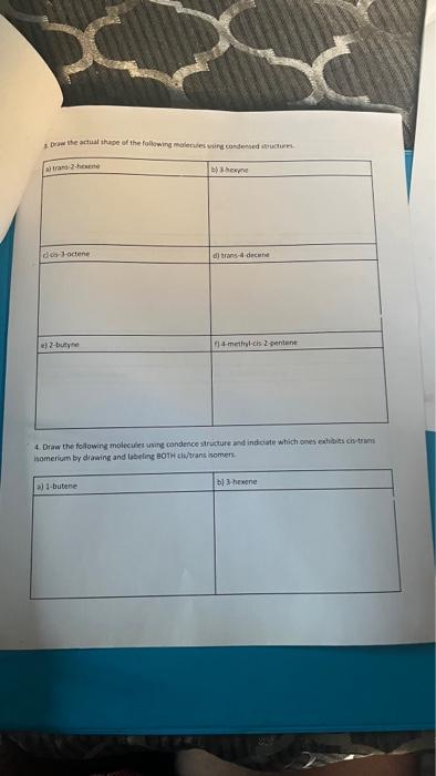 Solved 3. Draw the actual shape of the following molecules | Chegg.com