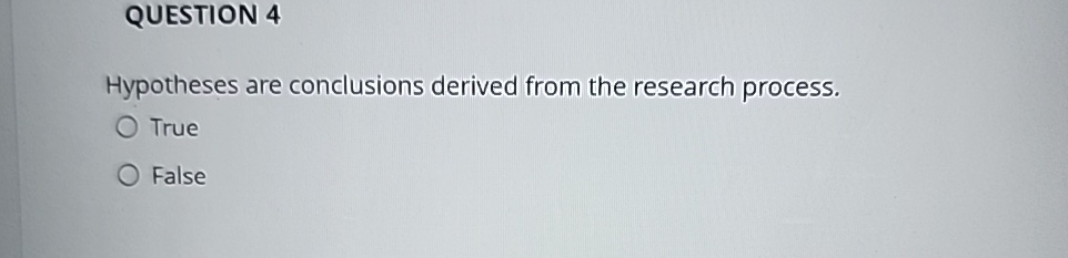Solved QUESTION 4Hypotheses are conclusions derived from the | Chegg.com