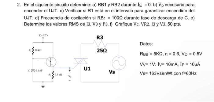Solved 2. En el siguiente circuito determine: a) RB1 y RB2 | Chegg.com