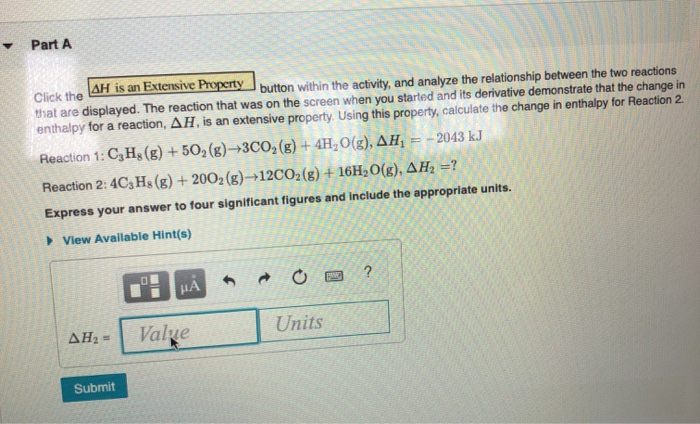 Solved Part A the AM is an Extensive propery button within | Chegg.com