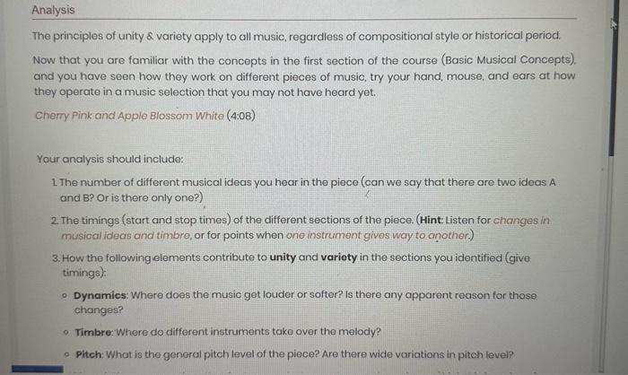 The principles of unity \& variety apply to all | Chegg.com