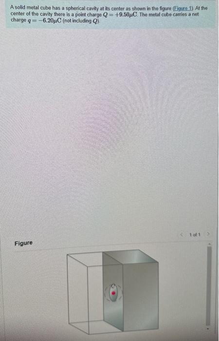 Solved A solid metal cube has a spherical cavity at its | Chegg.com