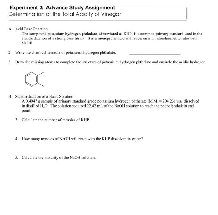 Solved Experiment 2 Advance Study Assignment Determination | Chegg.com