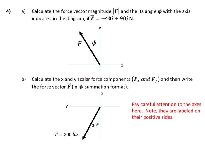 Solved 4A. Calculate the force vector magnitude 𝑭 and the | Chegg.com