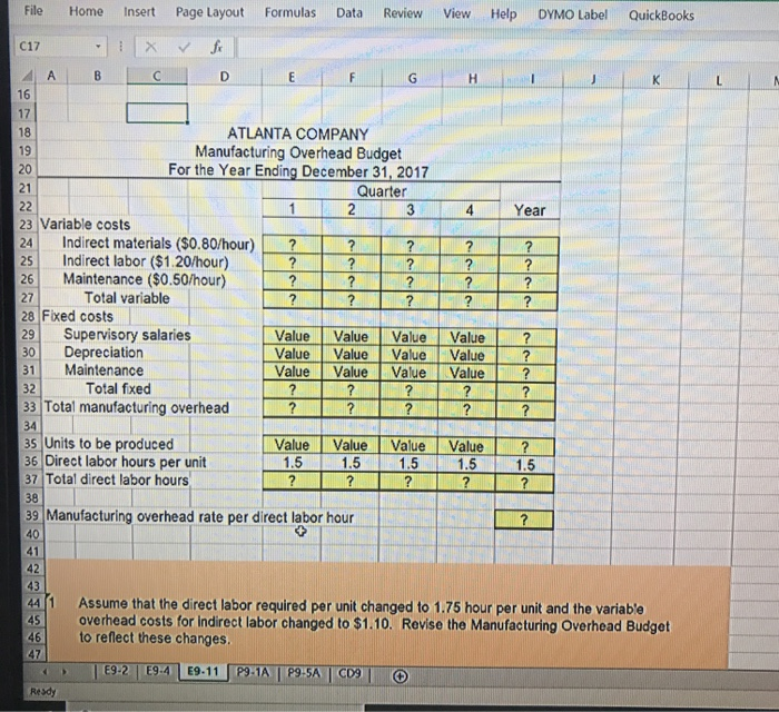 Solved QuickBooks File Home Insert Page Layout Formulas Data | Chegg.com