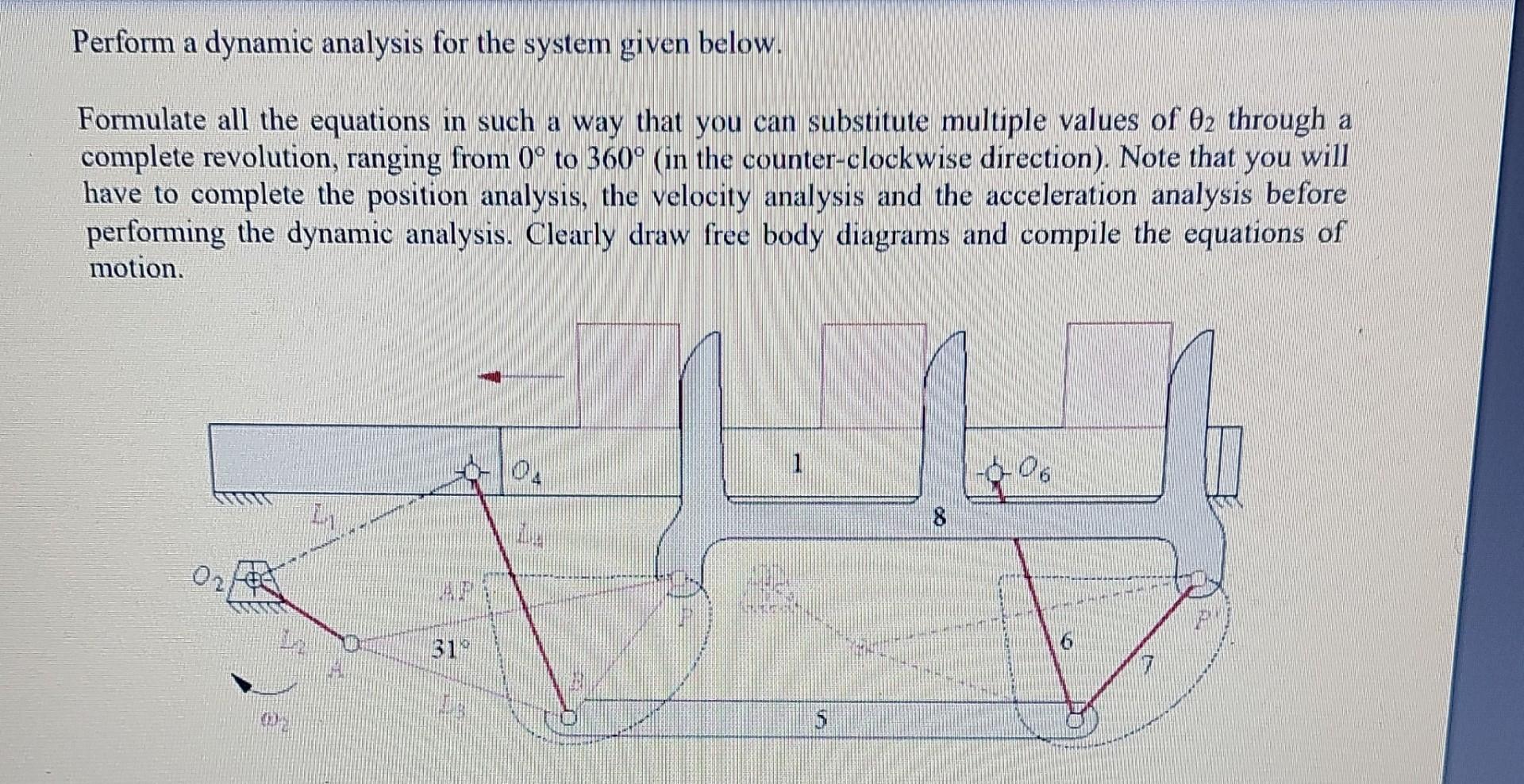 Solved Perform a dynamic analysis for the system given | Chegg.com