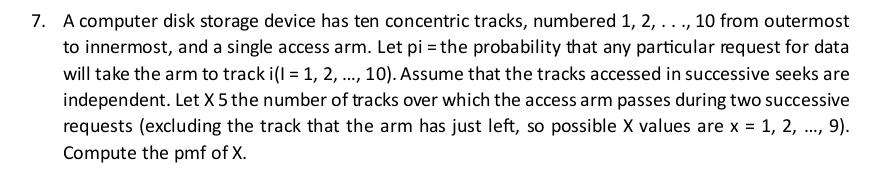 Solved A computer disk storage device has ten concentric | Chegg.com