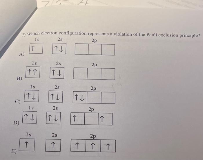 Solved ion of the Pauli exclusion principle?26) Which of the | Chegg.com
