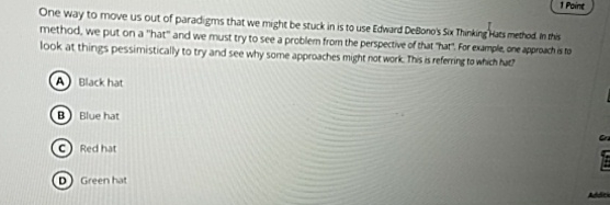 Solved 1 ﻿PointOne way to move us out of paradigms that we | Chegg.com