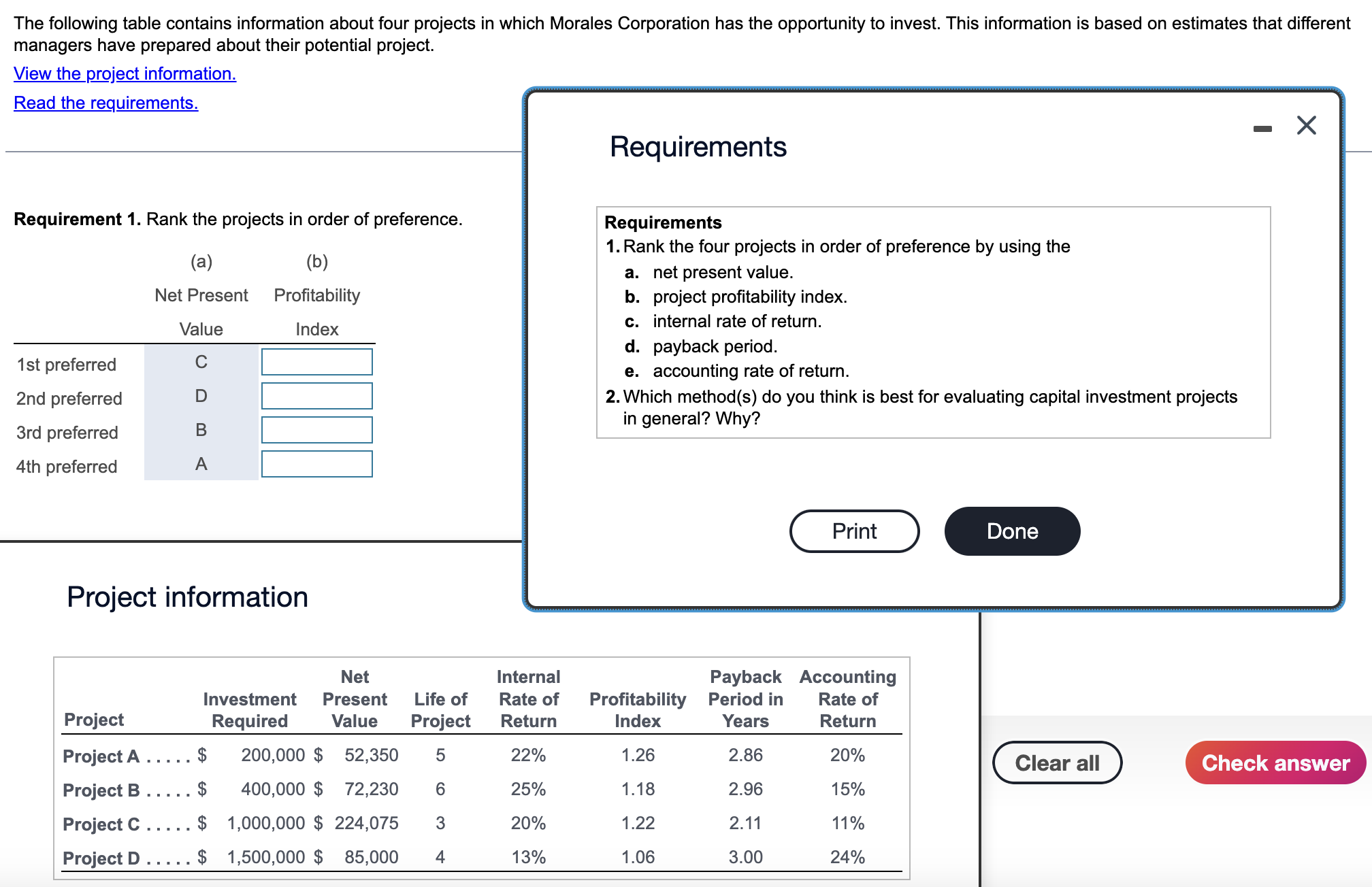 Solved The following table contains information about four | Chegg.com