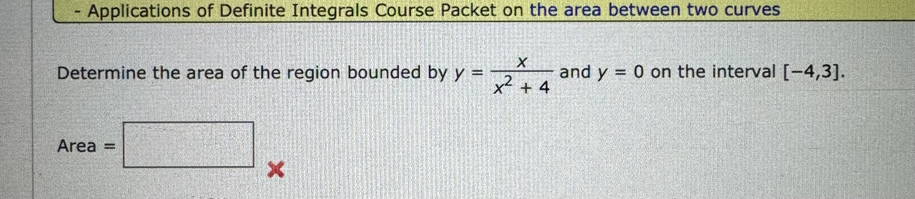 Solved Applications of Definite Integrals Course Packet on | Chegg.com