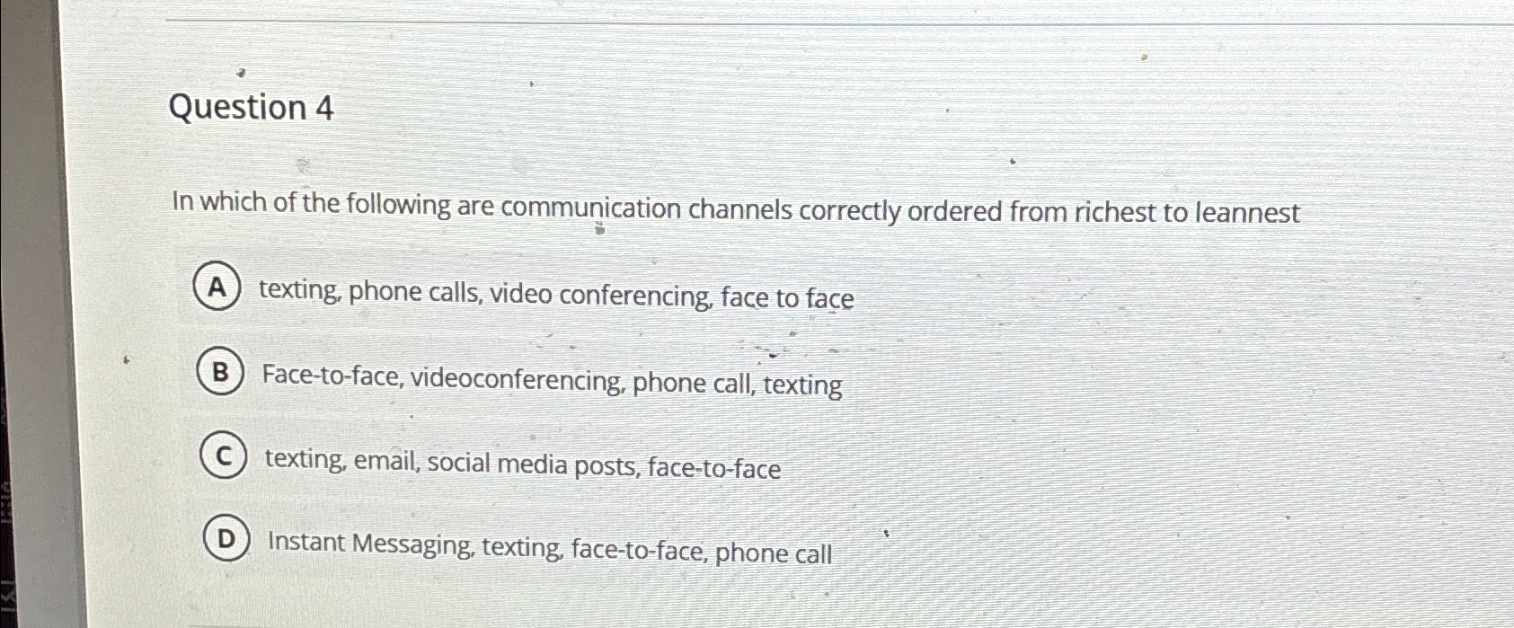 Solved Question 4In which of the following are communication | Chegg.com