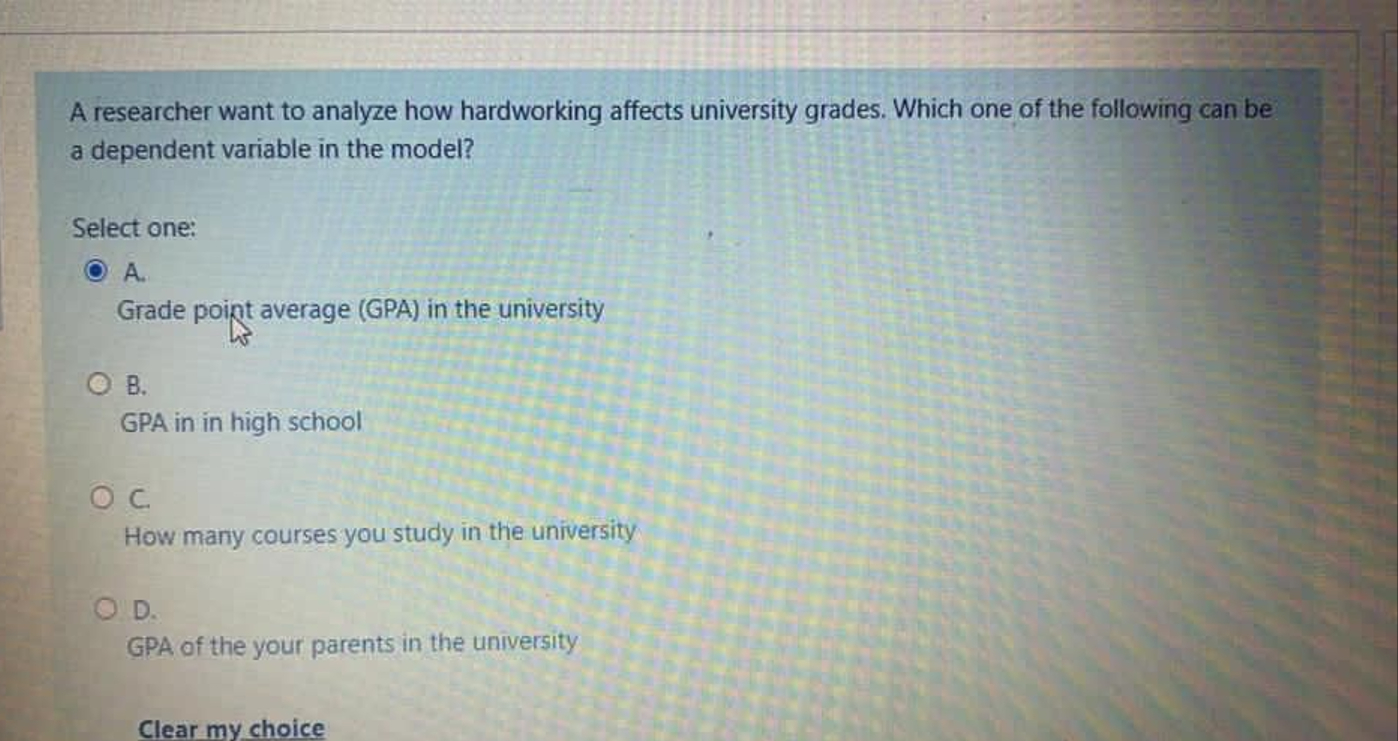 Solved A researcher want to analyze how hardworking affects | Chegg.com