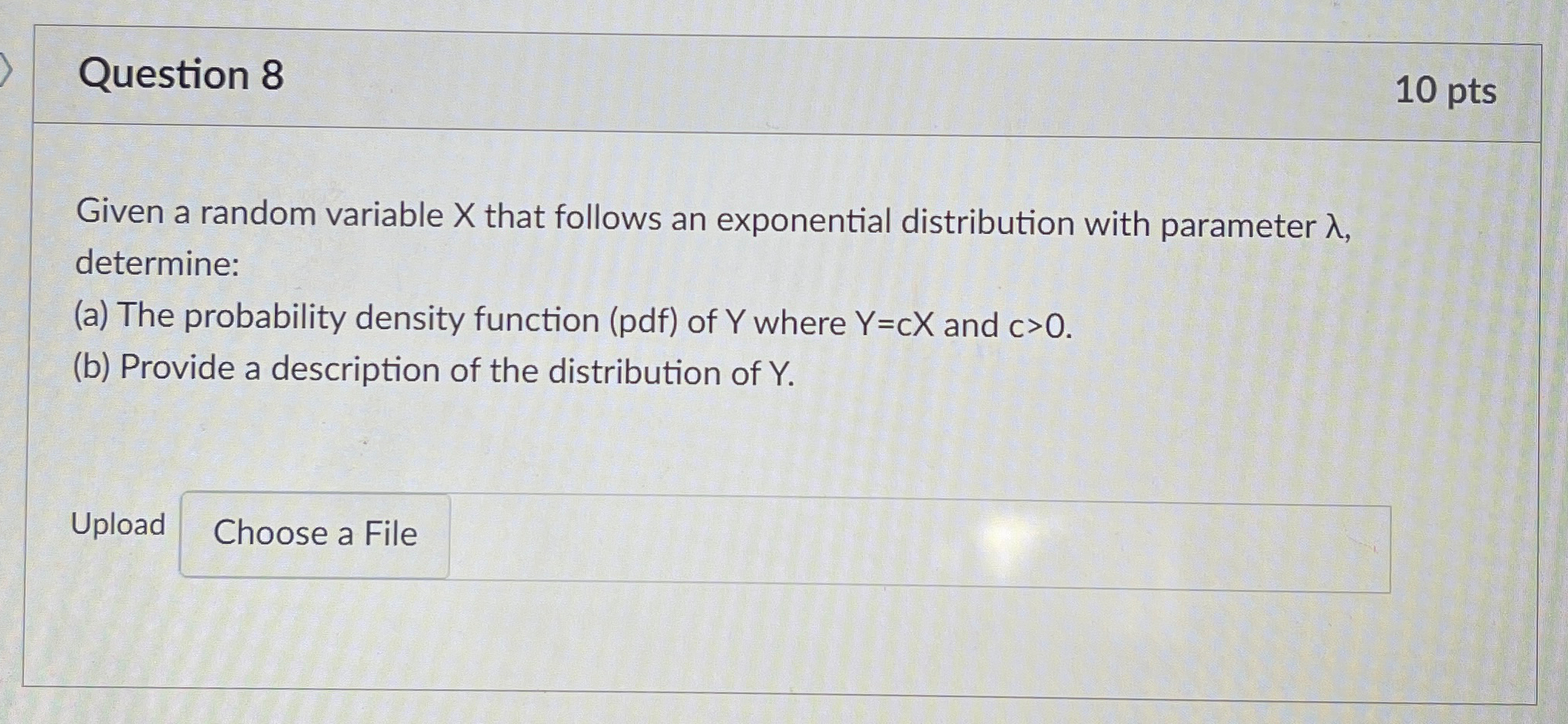 Solved Question 810 ﻿ptsGiven a random variable x ﻿that | Chegg.com