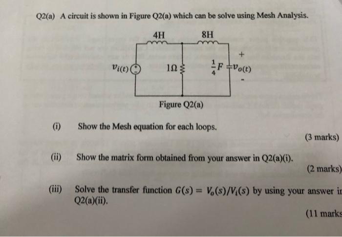 Solved Q2(a) A circuit is shown in Figure Q2(a) which can be | Chegg.com