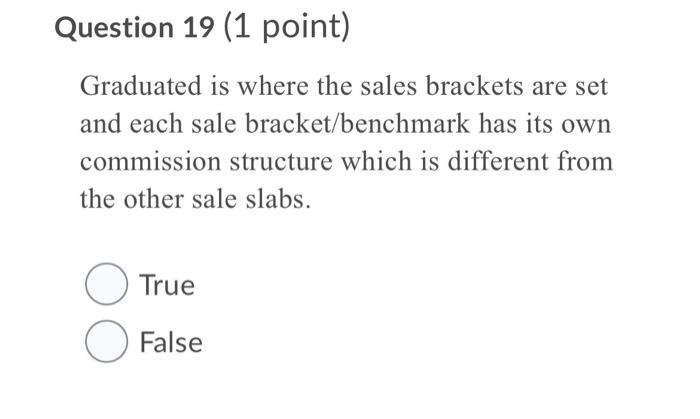 Solved Question 19 (1 point) Graduated is where the sales | Chegg.com