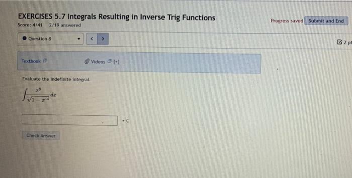 Solved EXERCISES 5.7 Integrals Resulting in Inverse Trig | Chegg.com