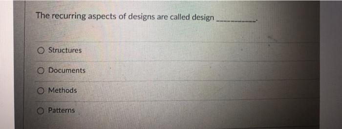 Solved The recurring aspects of designs are called design O | Chegg.com
