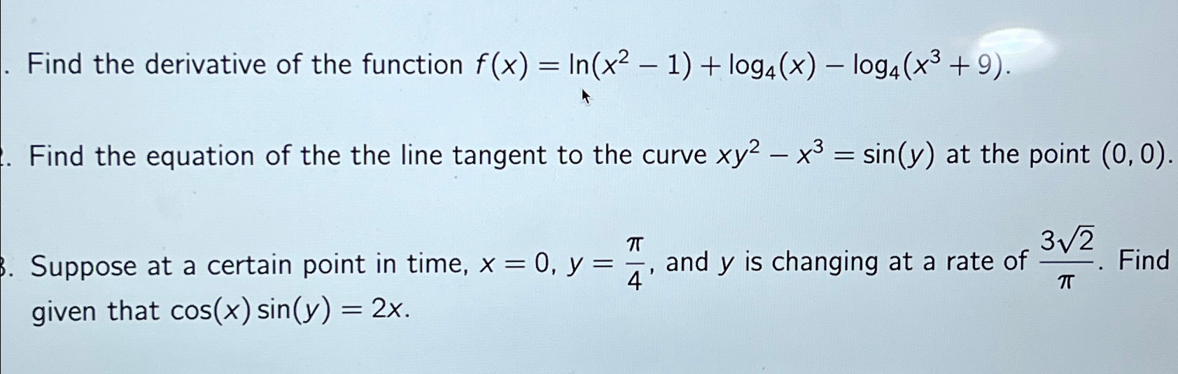 Solved Find the derivative of the function | Chegg.com
