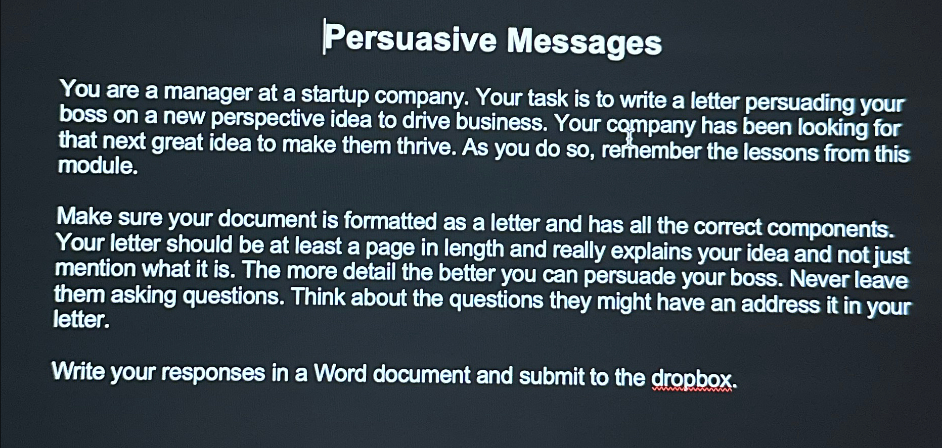 Solved Persuasive MessagesYou are a manager at a startup | Chegg.com