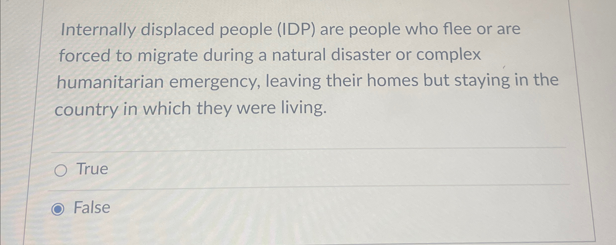Solved Internally displaced people (IDP) ﻿are people who | Chegg.com