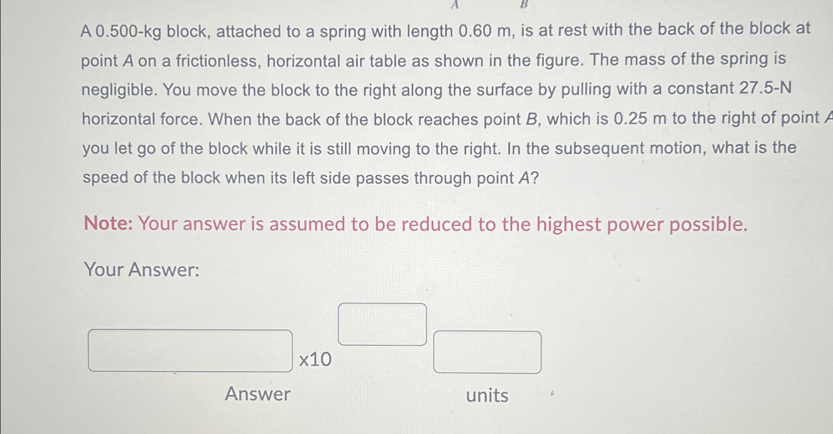 Solved A 0.500-kg ﻿block, attached to a spring with length | Chegg.com