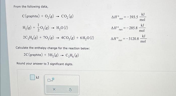 Solved From the following data, C( graphite | Chegg.com