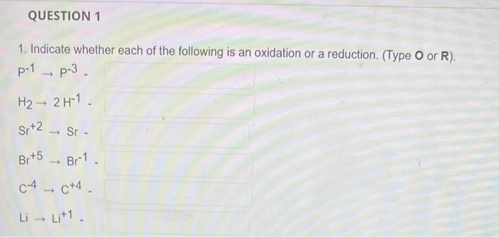 Solved 1. Indicate whether each of the following is an | Chegg.com