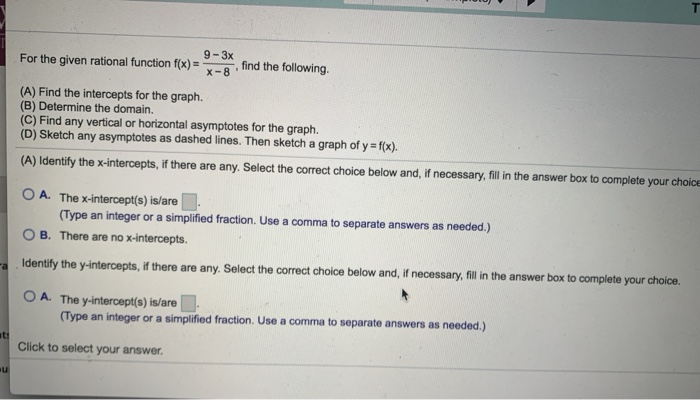 Solved For the given rational function f(x) = find the | Chegg.com