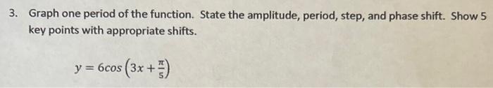 Solved 3. Graph one period of the function. State the | Chegg.com
