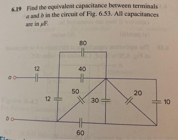 Solved 6.19 Find the equivalent capacitance between | Chegg.com