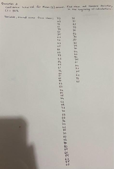 Solved for each question first find mean and standart | Chegg.com