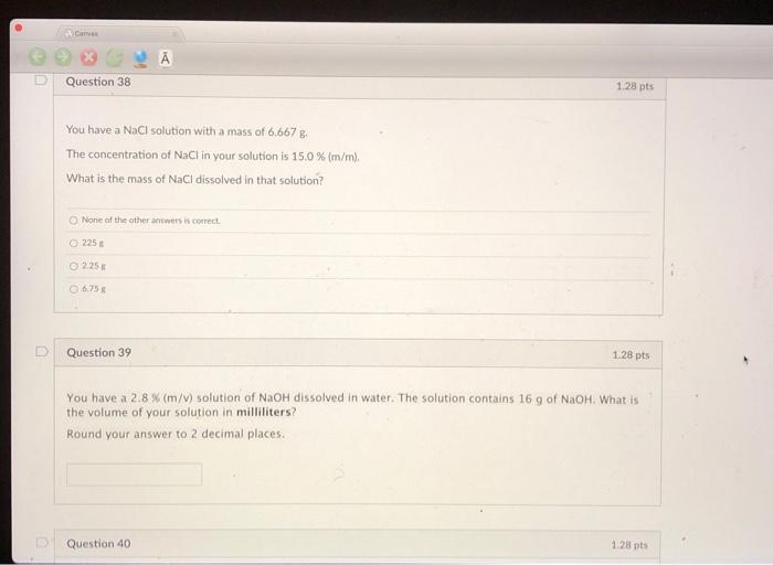Solved You have a \\( \\mathrm{NaCl} \\) solution with a | Chegg.com