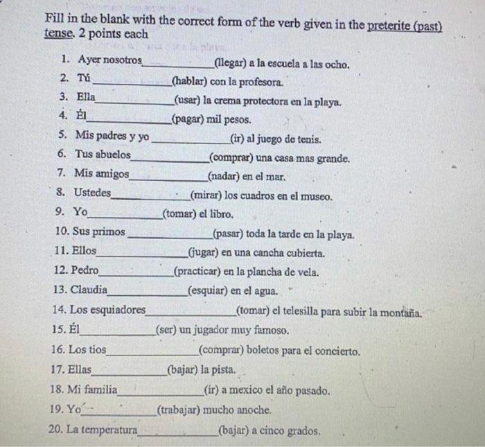 Fill in the blank with the correct form of the verb | Chegg.com