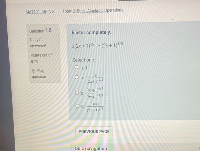 Solved MAT101 MH V6 Question 14 Answer saved Points out of | Chegg.com Solved MAT101 MH V6 Question 14 Answer saved Points out of | Chegg.com