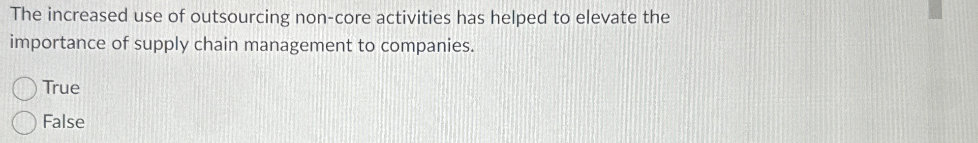 Solved The increased use of outsourcing non-core activities | Chegg.com