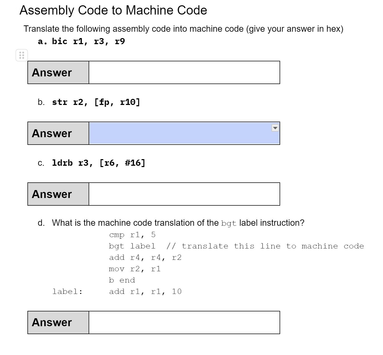 Solved Assembly Code To Machine Codetranslate The Following