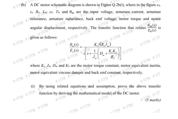 Solved (b) ADC motor schematic diagram is shown in Figure | Chegg.com