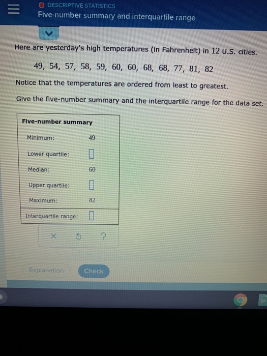 Solved III. O DESCRIPTIVE STATISTICS Five-number summary and | Chegg.com