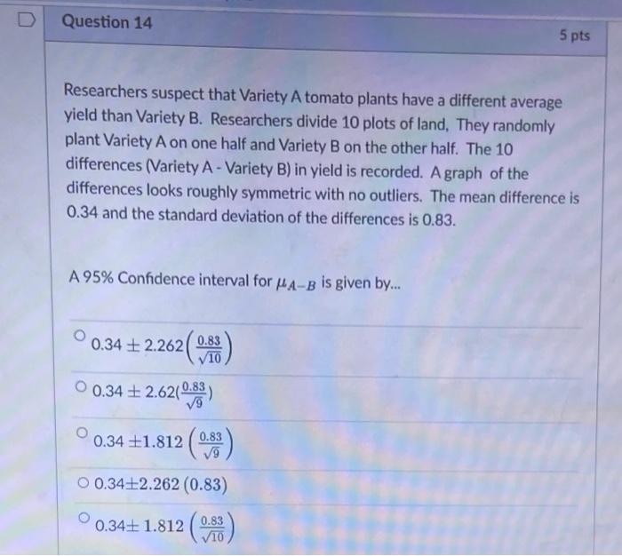 Solved D Question 10 5 pts A student performs a test of Ho: | Chegg.com
