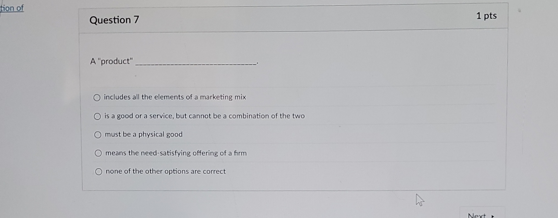 Solved fion ofQuestion 71 ﻿ptsA "product"includes all the | Chegg.com