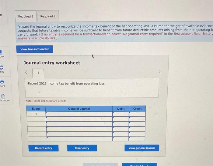 Solved Exercise 16−23 (Algo) Net operating loss carryforward | Chegg.com